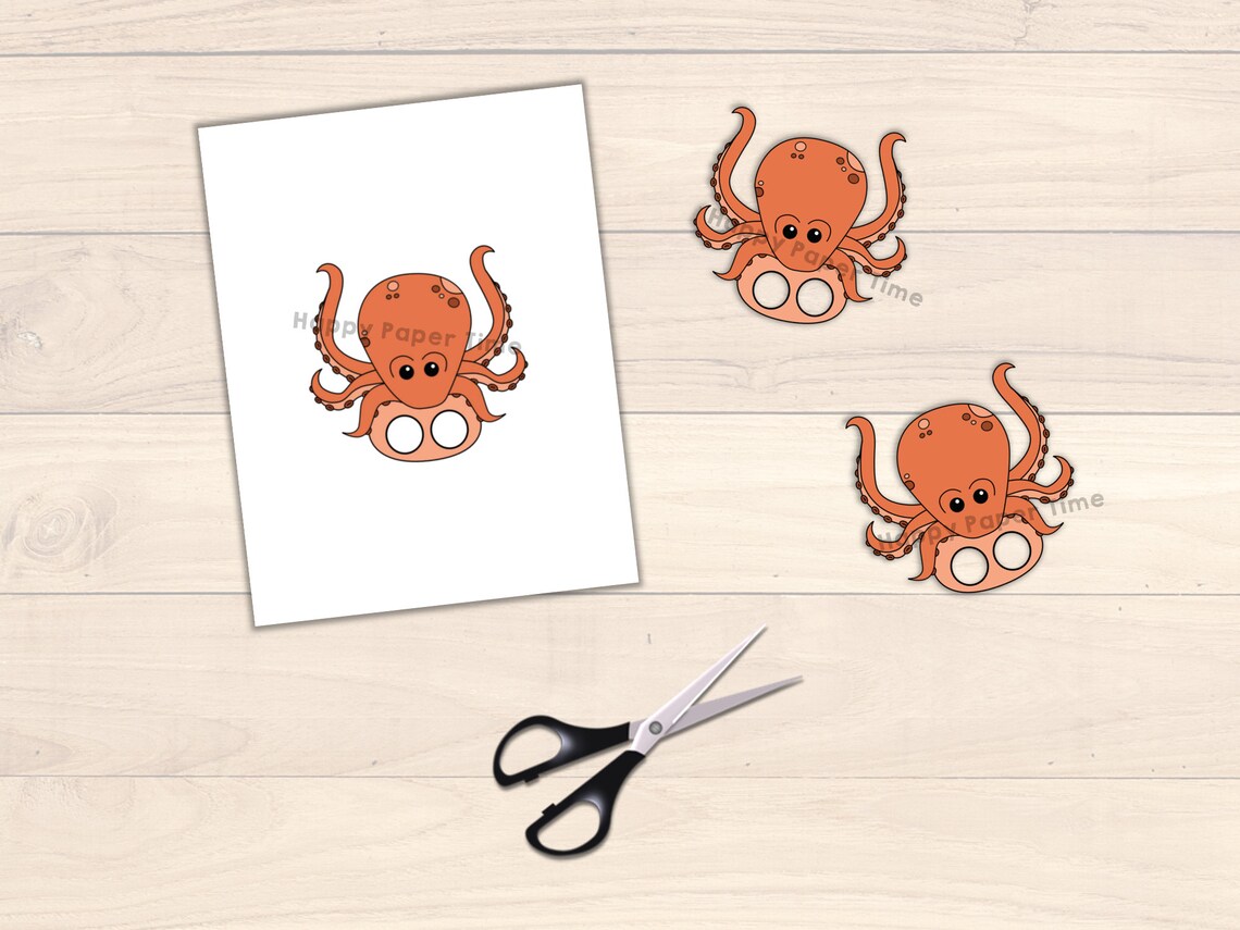 Octopus Paper Craft Printable Ocean Sea Animal Finger Puppet - Etsy