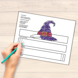 Witch Hat Paper Crown Template Halloween Party Headband Coloring ...