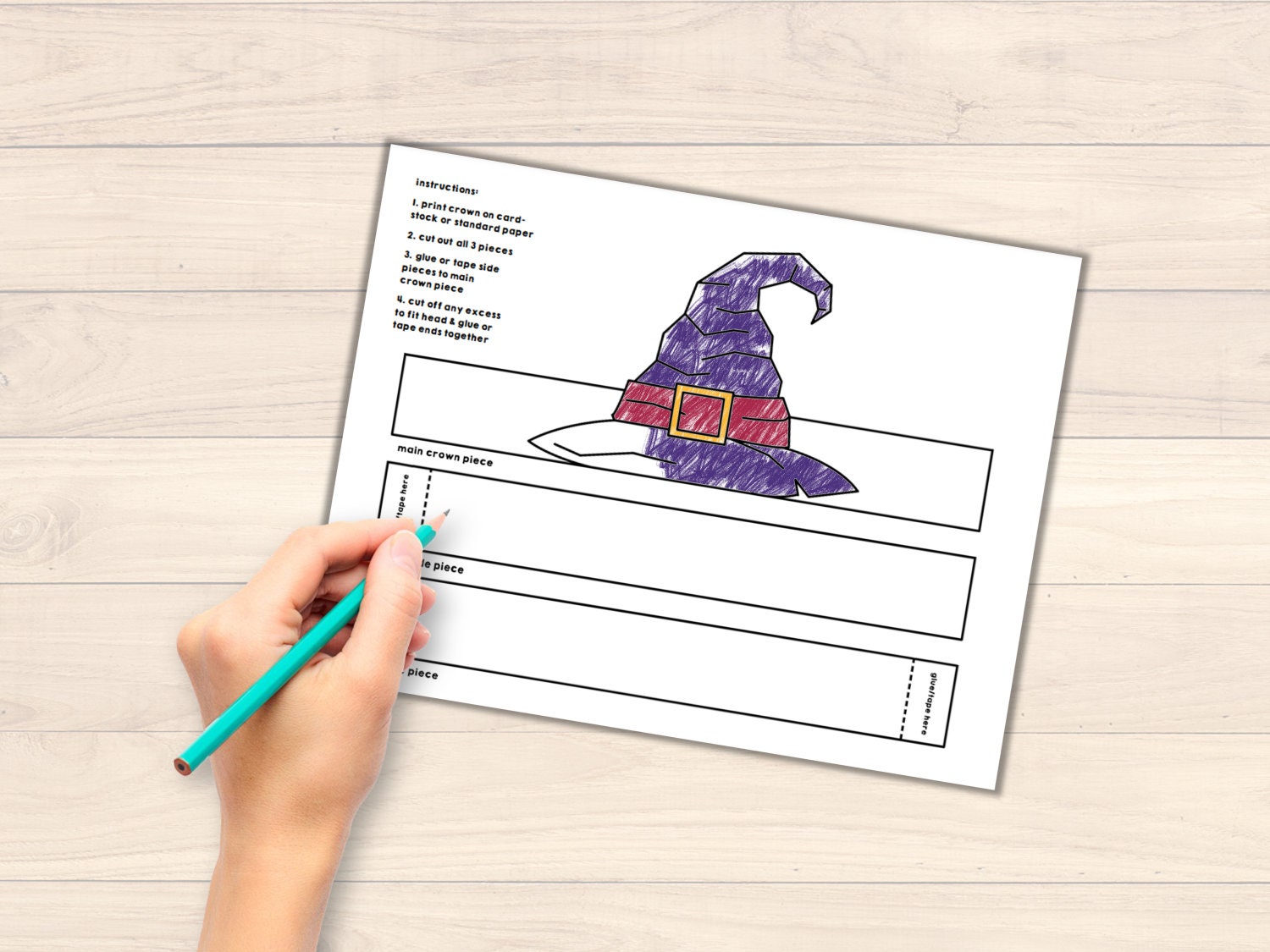 Witch Hat Paper Crown Template Halloween Party Headband - Etsy