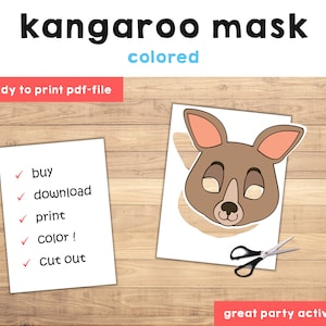 Kangaroo Mask Kangaroo Costume Australian Animal Mask Kangaroo Party ...