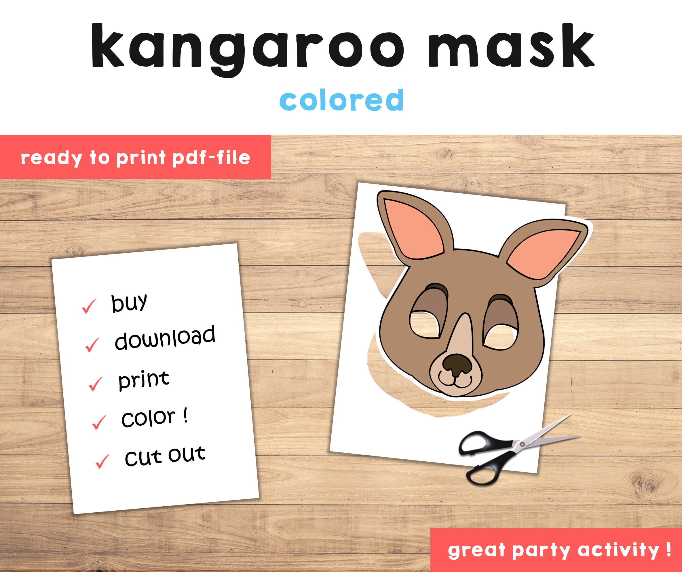 Kangaroo mask kangaroo costume Australian Animal Mask Kangaroo | Etsy