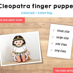 Cleopatra Paper Craft Printable Ancient Egypt Queen Finger Puppet Kids ...