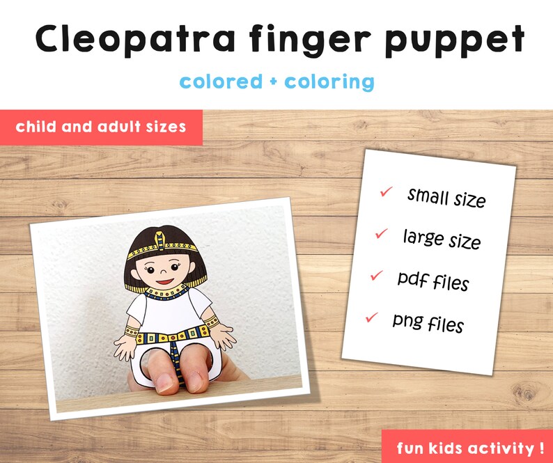 Cleopatra Paper Craft Printable Ancient Egypt Queen Finger Puppet Kids ...