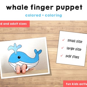 Whale Paper Craft Printable Ocean Animal Finger Puppet Kids Craft ...