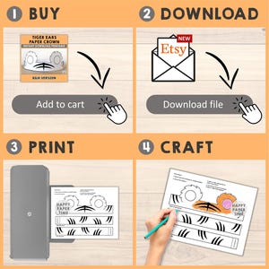 Tiger Ears Paper Crown Headband Party Coloring Printable Kids Craft ...