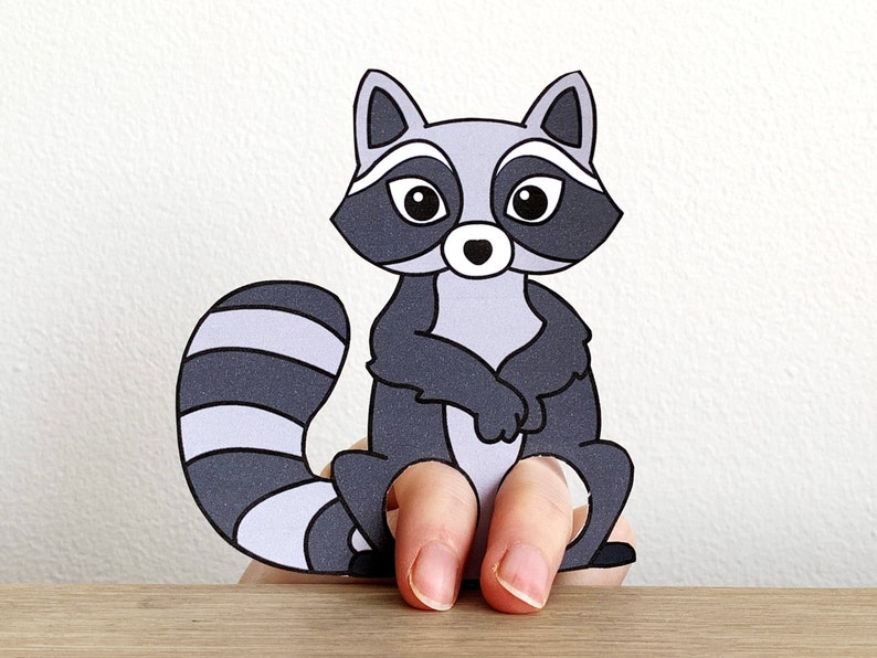 Raccoon Paper Craft Printable Woodland Animal Finger Puppet - Etsy