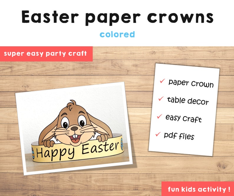 Easter Paper Crown Coloring Headband Easter Spring Cut Out Party ...