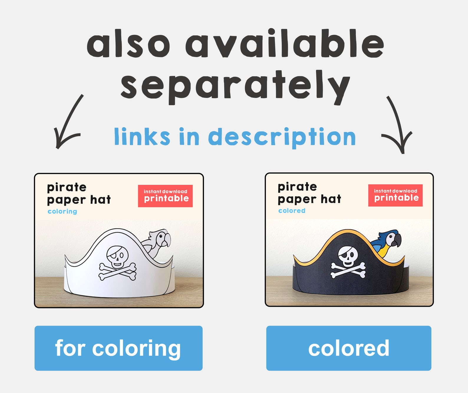 Pirate Hat Paper Crown Template Pirate Captain Party Headband - Etsy