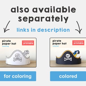 Pirate Hat Paper Crown Template Pirate Captain Party Headband Coloring ...