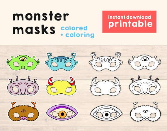 Monster Masks Monster Costume Kids Monster Party Printable - Etsy
