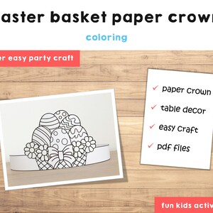 Easter Eggs Basket Paper Crown Coloring Headband Easter Cut Out Party ...