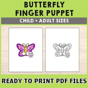 Butterfly Paper Craft Printable Finger Puppet Template Kids Craft ...