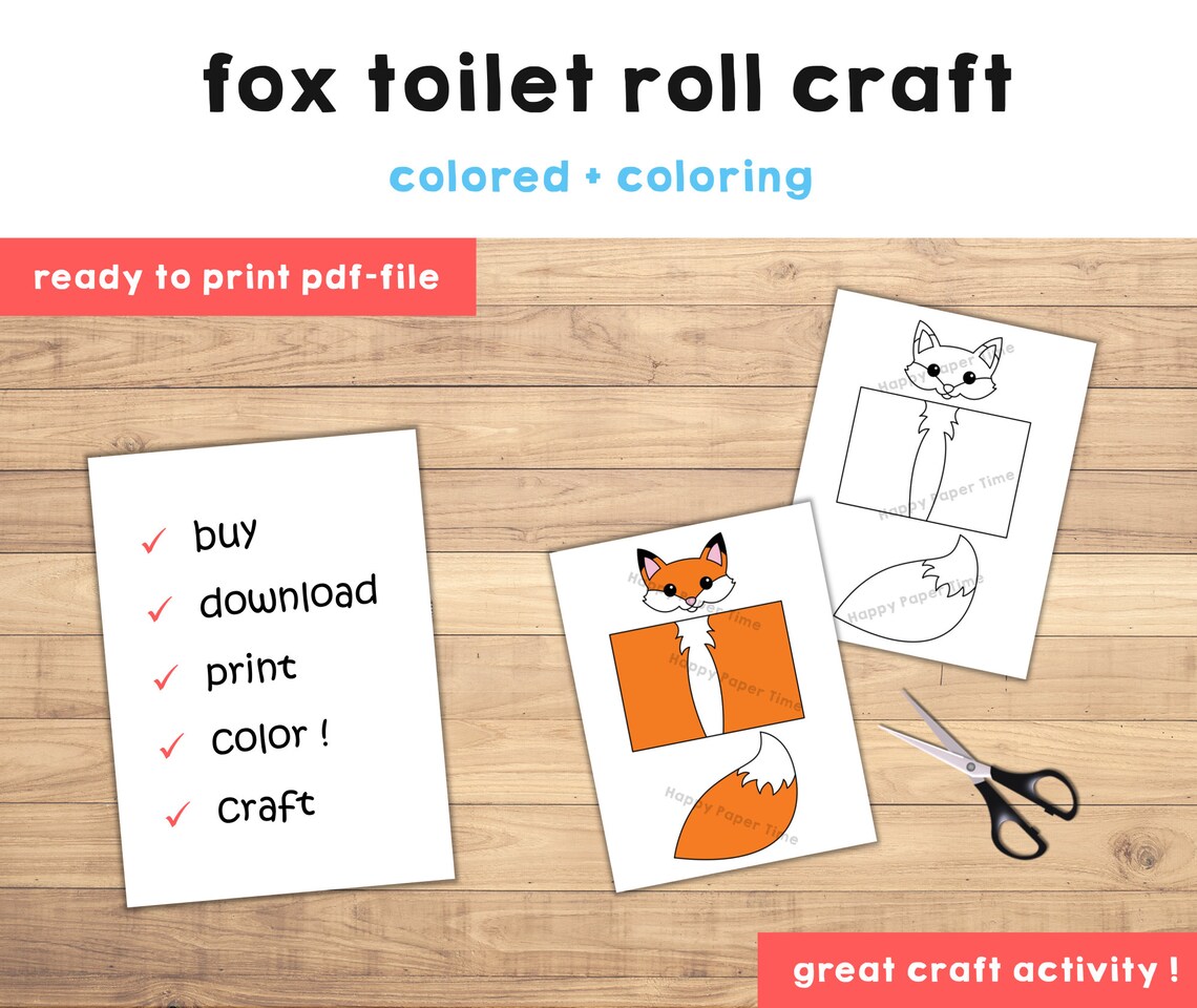 Fox Toilet Paper Roll Craft Forest Woodland Party Coloring - Etsy