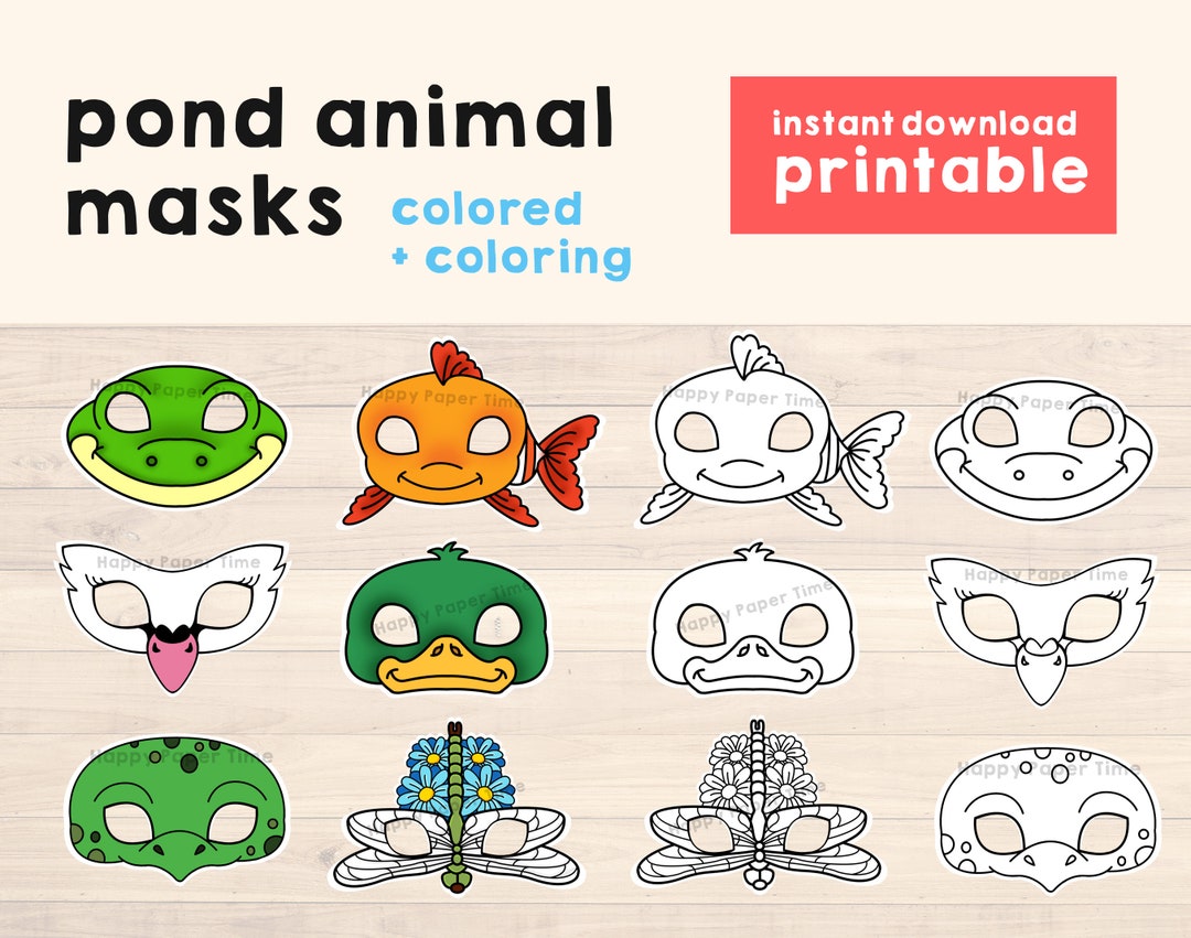Duck Mask, Frog Mask, Dragonfly Mask, Turtle, Animal Mask, Pond Animals ...