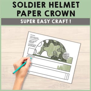 Soldier Helmet Paper Crown Headband Military Army Veteran Day Coloring ...