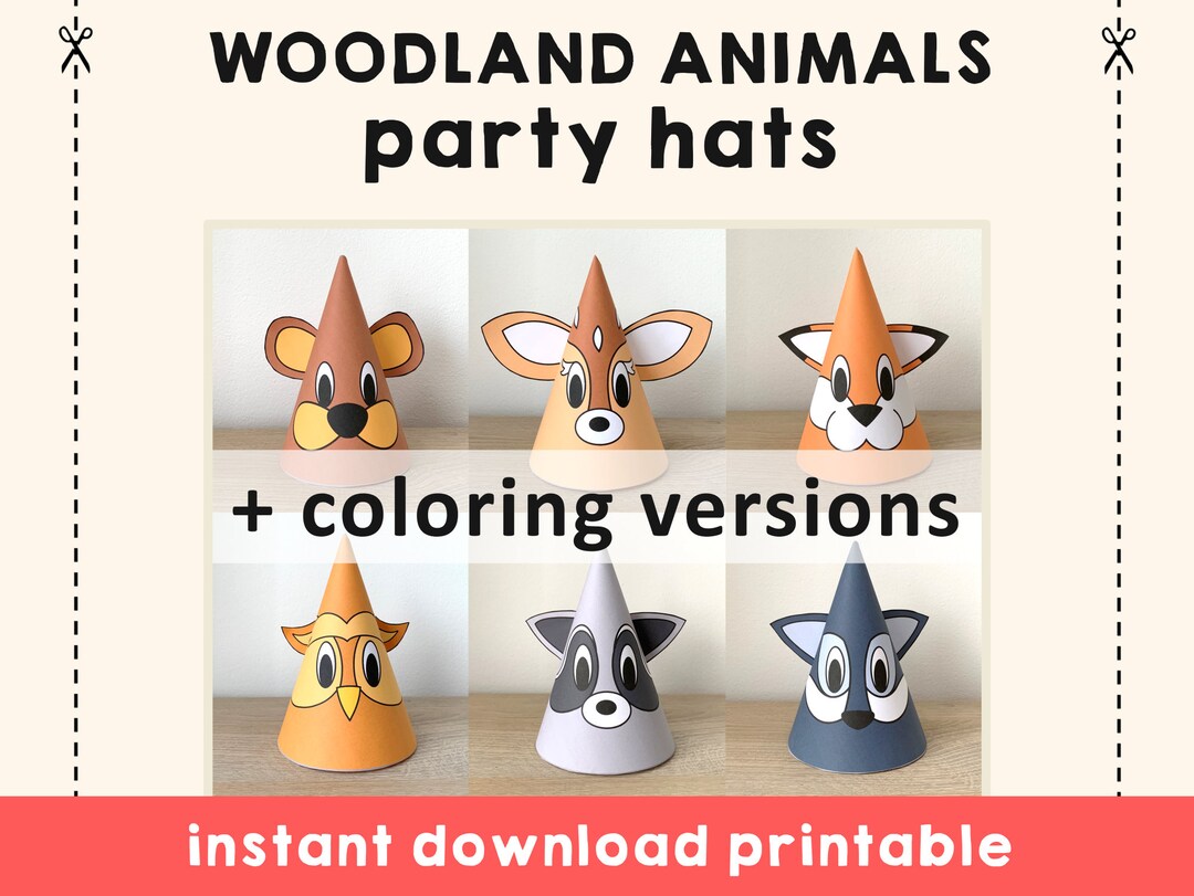 Woodland Paper Hat Printable Woodland Table Decoration Party Hat ...