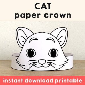 Cat Paper Crown Headband Pet Animal Printable Kids Craft Kitten Party ...