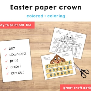 Easter Hat Paper Crown Headband Easter Bunny Day Party Activity ...