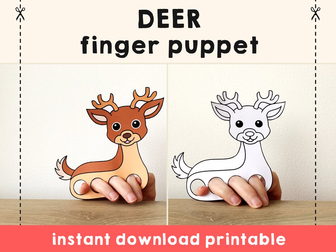 Deer Paper Craft Printable Woodland Animal Finger Puppet Kids Craft ...