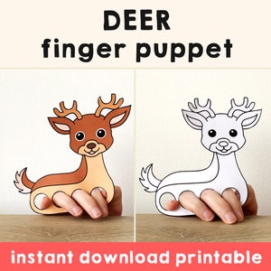 Deer Paper Craft Printable Woodland Animal Finger Puppet Kids Craft ...