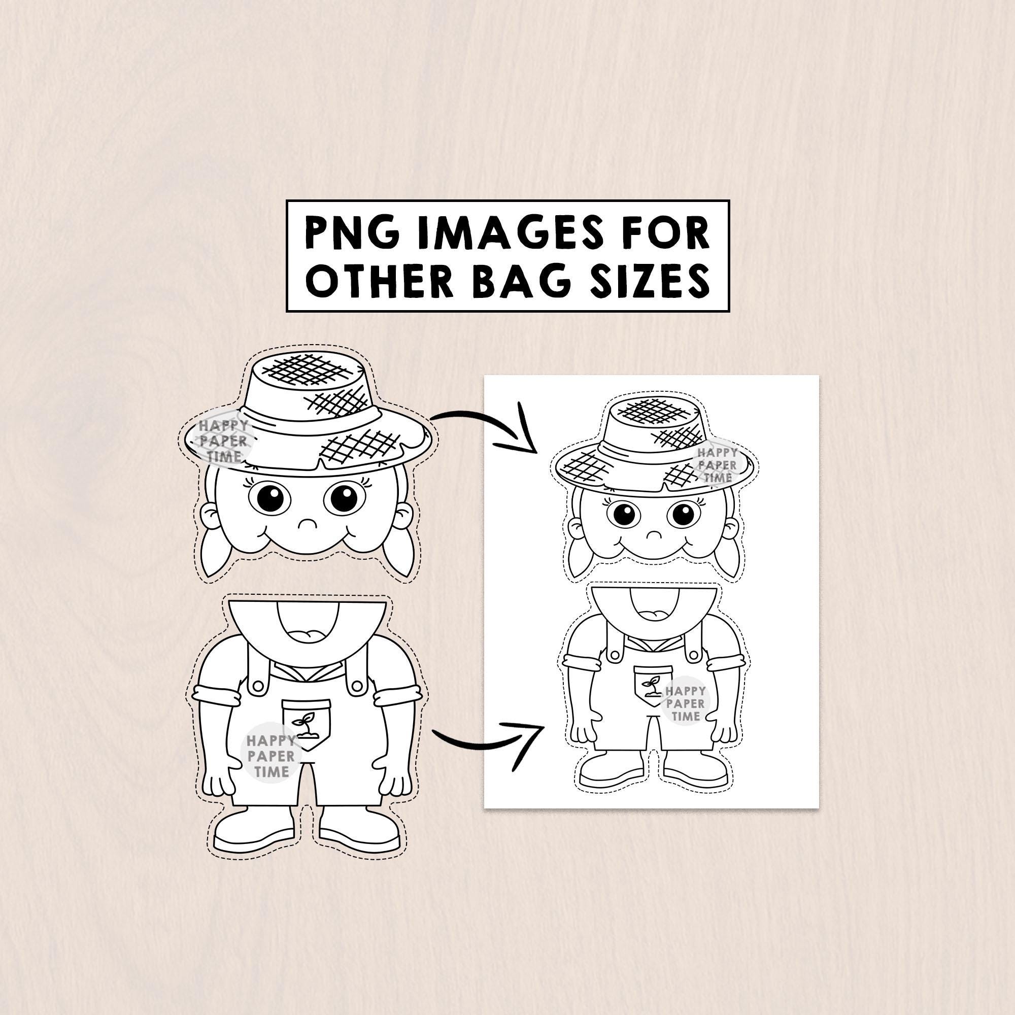 Farmer Paper Bag Puppet Printable Gardener Community Helper Craft ...
