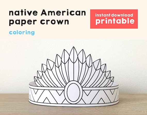 Native American Paper Craft Headdress Crown Party Coloring | Etsy