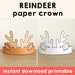 Reindeer Paper Crown Hat Christmas Winter Holiday Party Coloring ...