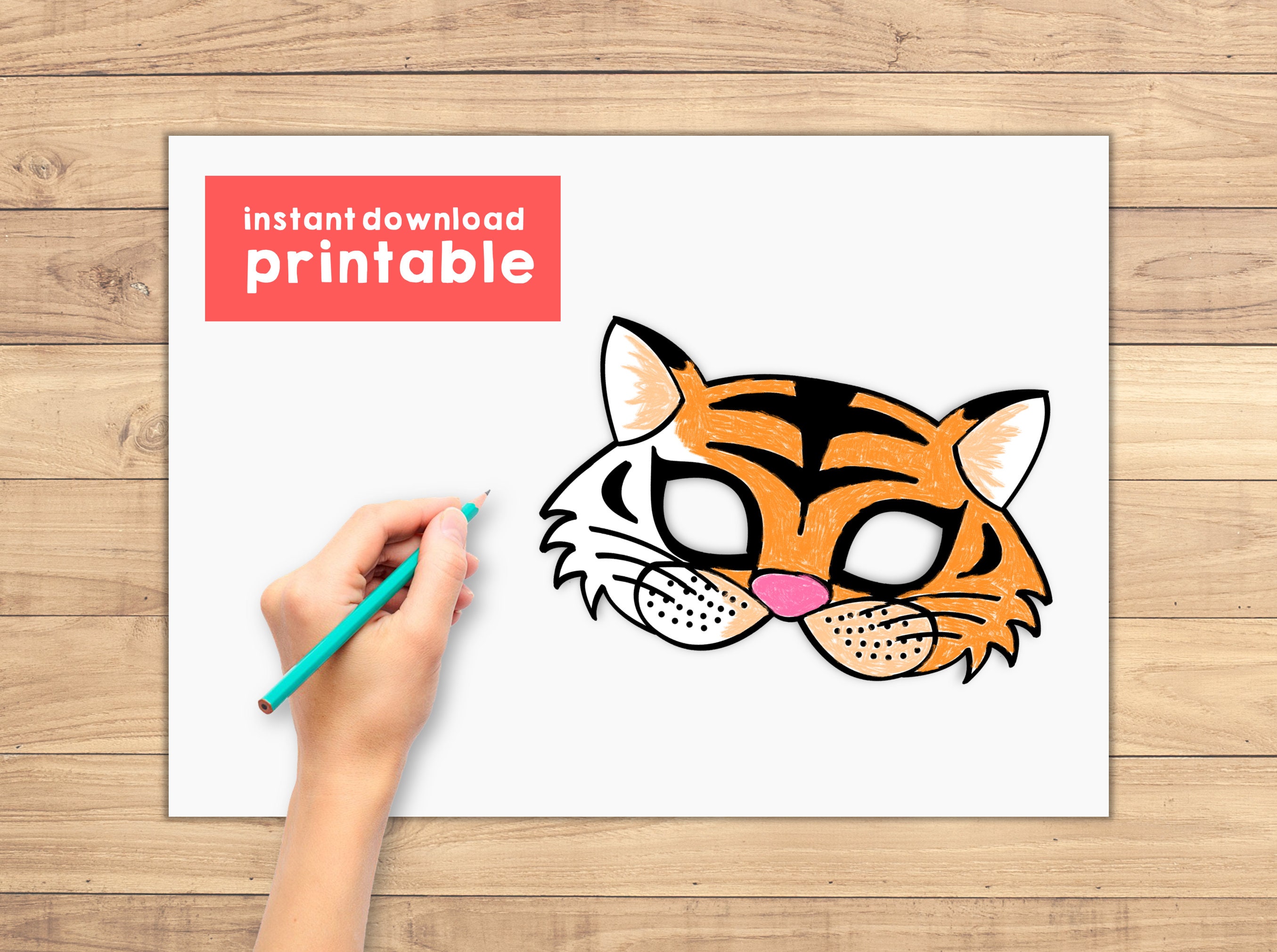 Tiger Mask Printable Tiger Costume Mask Tiger Party Jungle Animal Mask ...