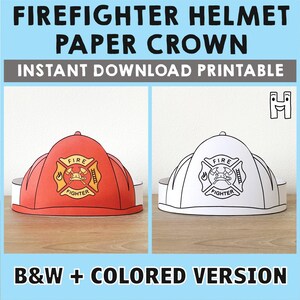 Firefighter Helmet Paper Crown Party Coloring Printable Kids Craft ...