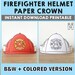 Firefighter Helmet Paper Crown Party Coloring Printable Kids Craft ...