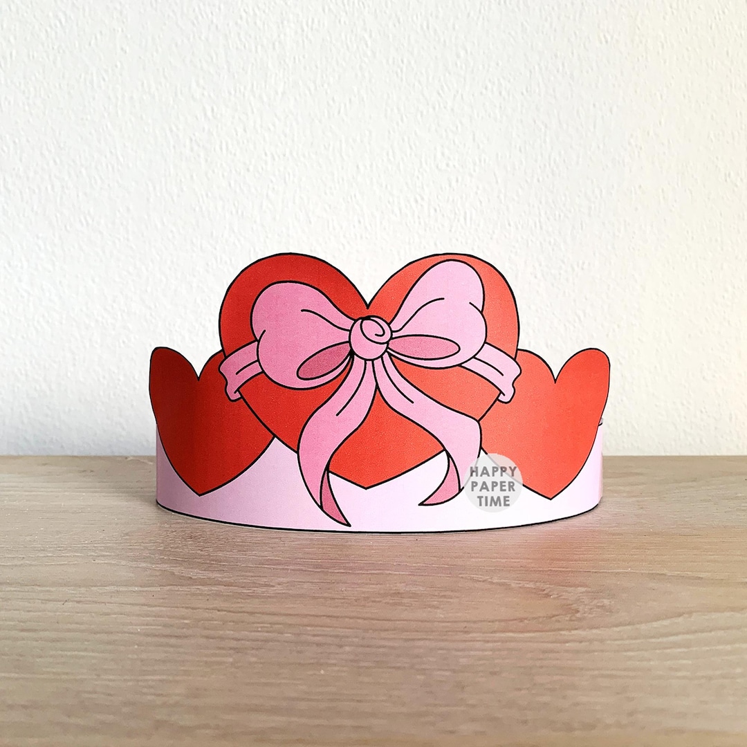 Hearts Valentine Paper Crown Party Activity Printable Kids Easy Craft ...