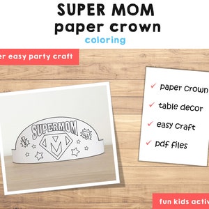 Mother's Day Paper Crown Template Birthday Party Headband Coloring ...