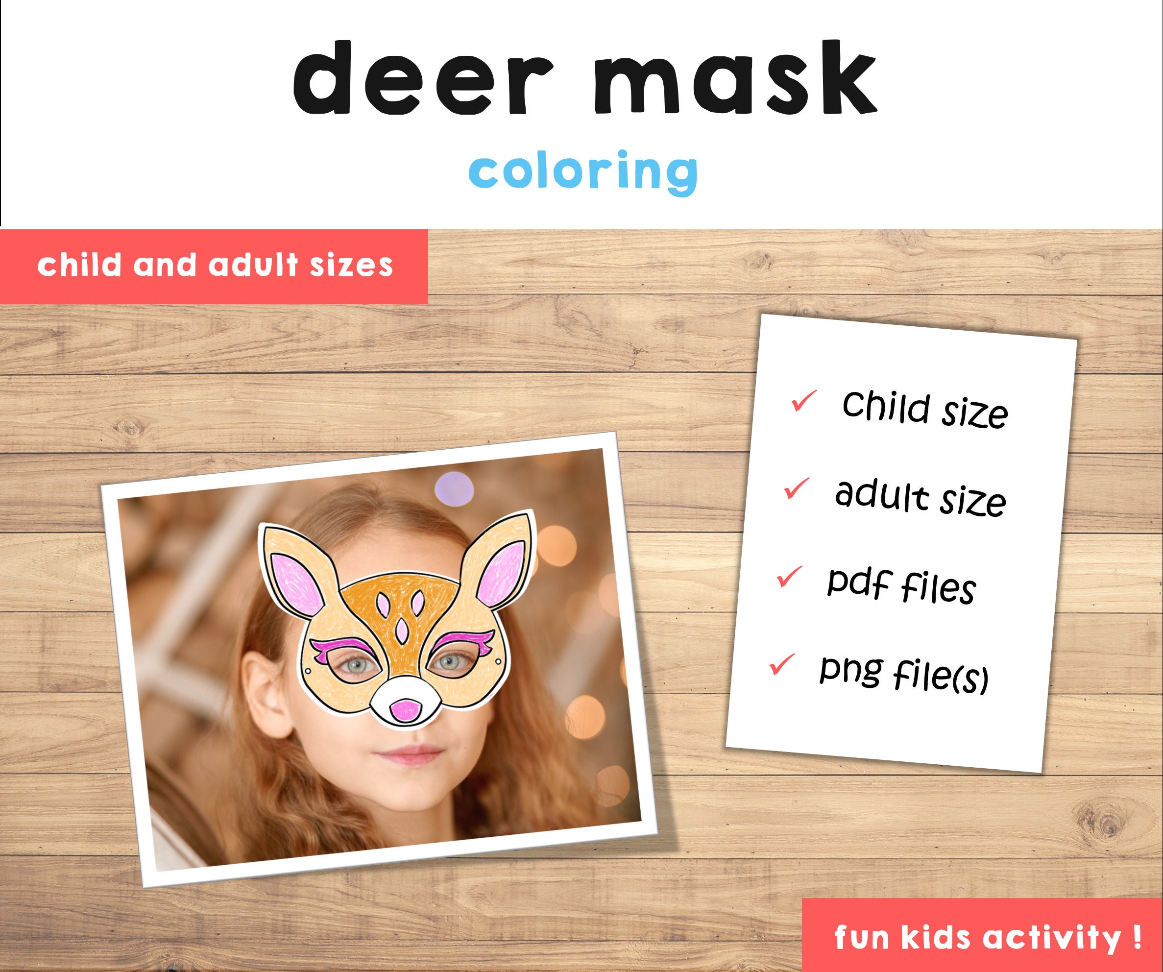 Deer Mask Printable Deer Party Printable Gift Deer Costume | Etsy Singapore