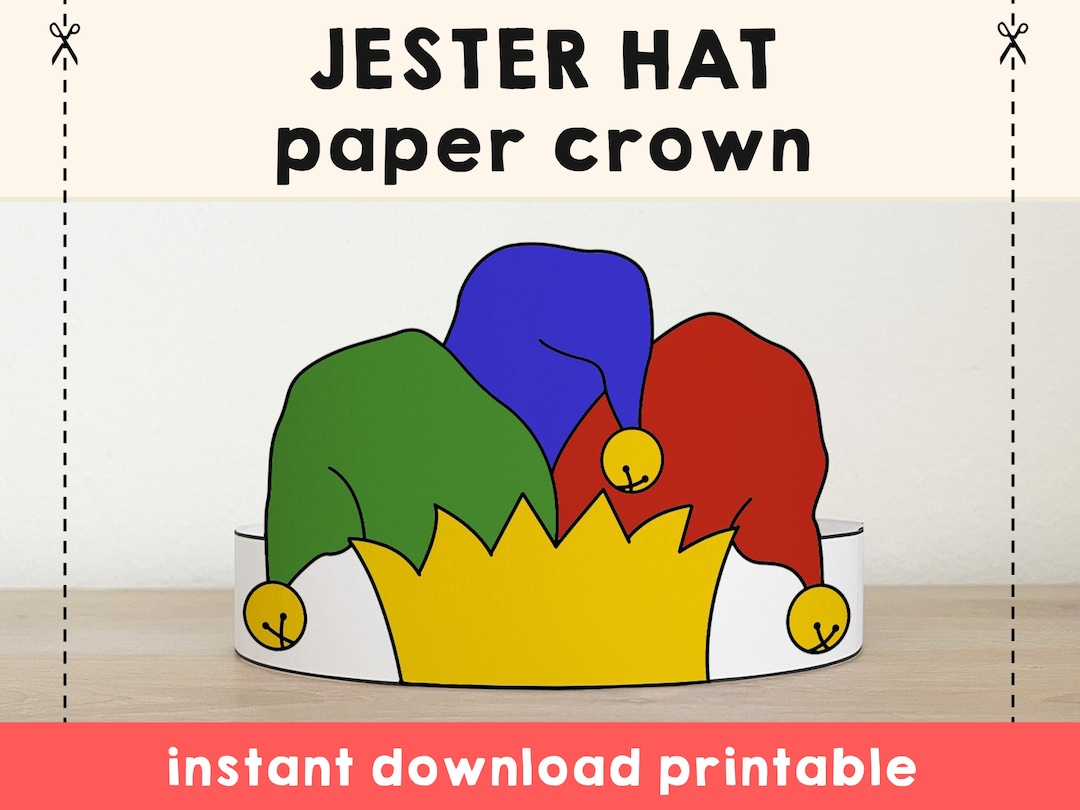 Jester Paper Hat Crown Template Fantasy Medieval Party Headband ...