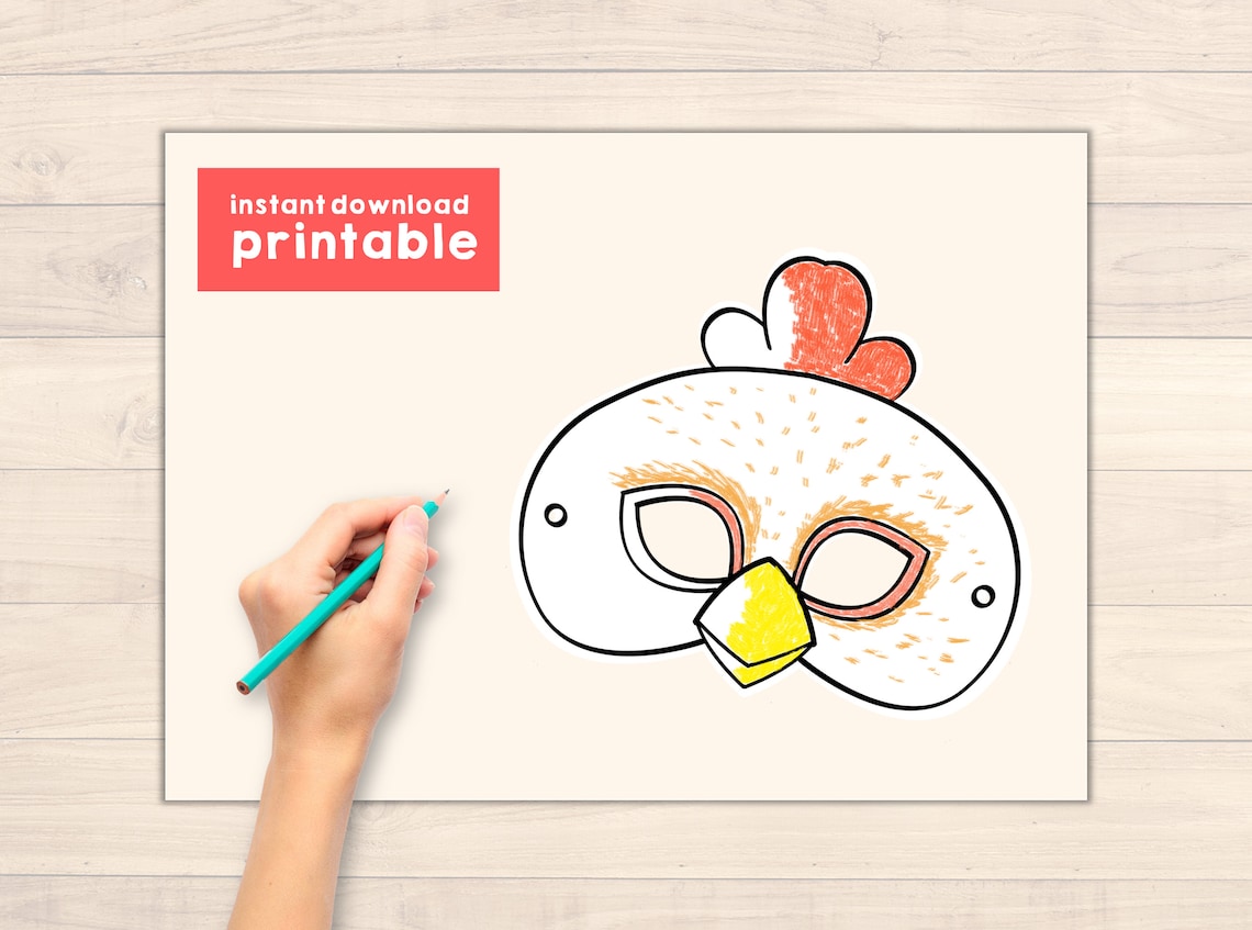 Farm Party Farm Printable Mask Chicken Mask Rooster Mask Farm | Etsy