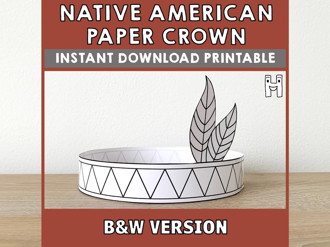 Native American Paper Headband Crown Party Coloring Printable Kids ...