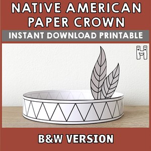 Native American Paper Headband Crown Party Coloring Printable Kids ...