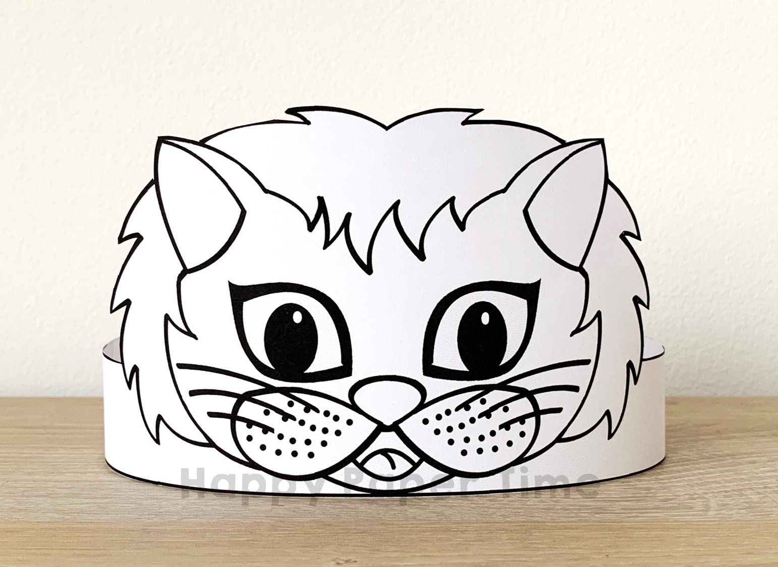 Lion Paper Crown Coloring Printable Kids Craft Lion Birthday - Etsy