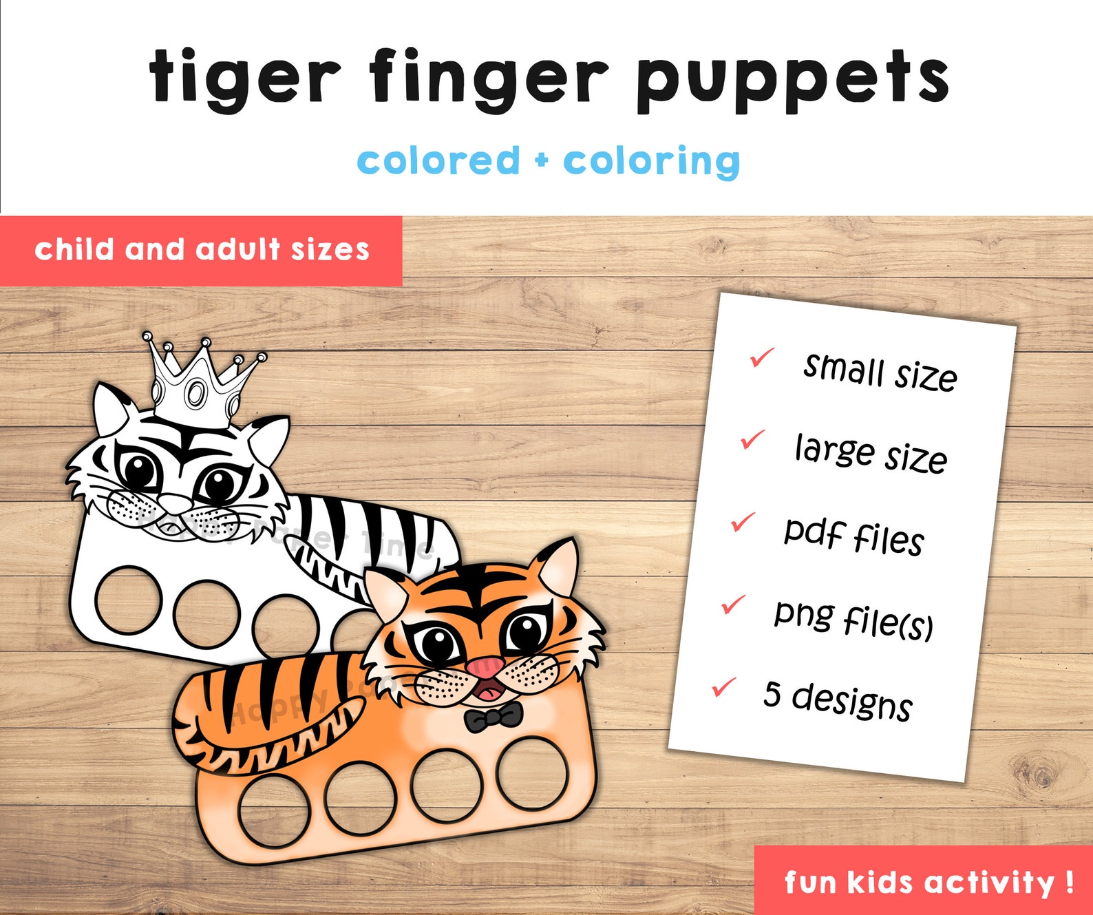 Tiger Paper Craft Printable Finger Puppet Kids Craft Animal | Etsy