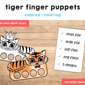 Tiger Paper Craft Printable Finger Puppet Kids Craft Animal Birthday ...