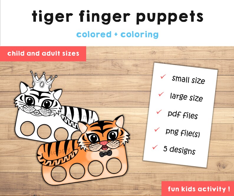 Tiger Paper Craft Printable Finger Puppet Kids Craft Animal - Etsy