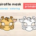 Giraffe Mask Costume Animal Mask Printable Party Favor African - Etsy