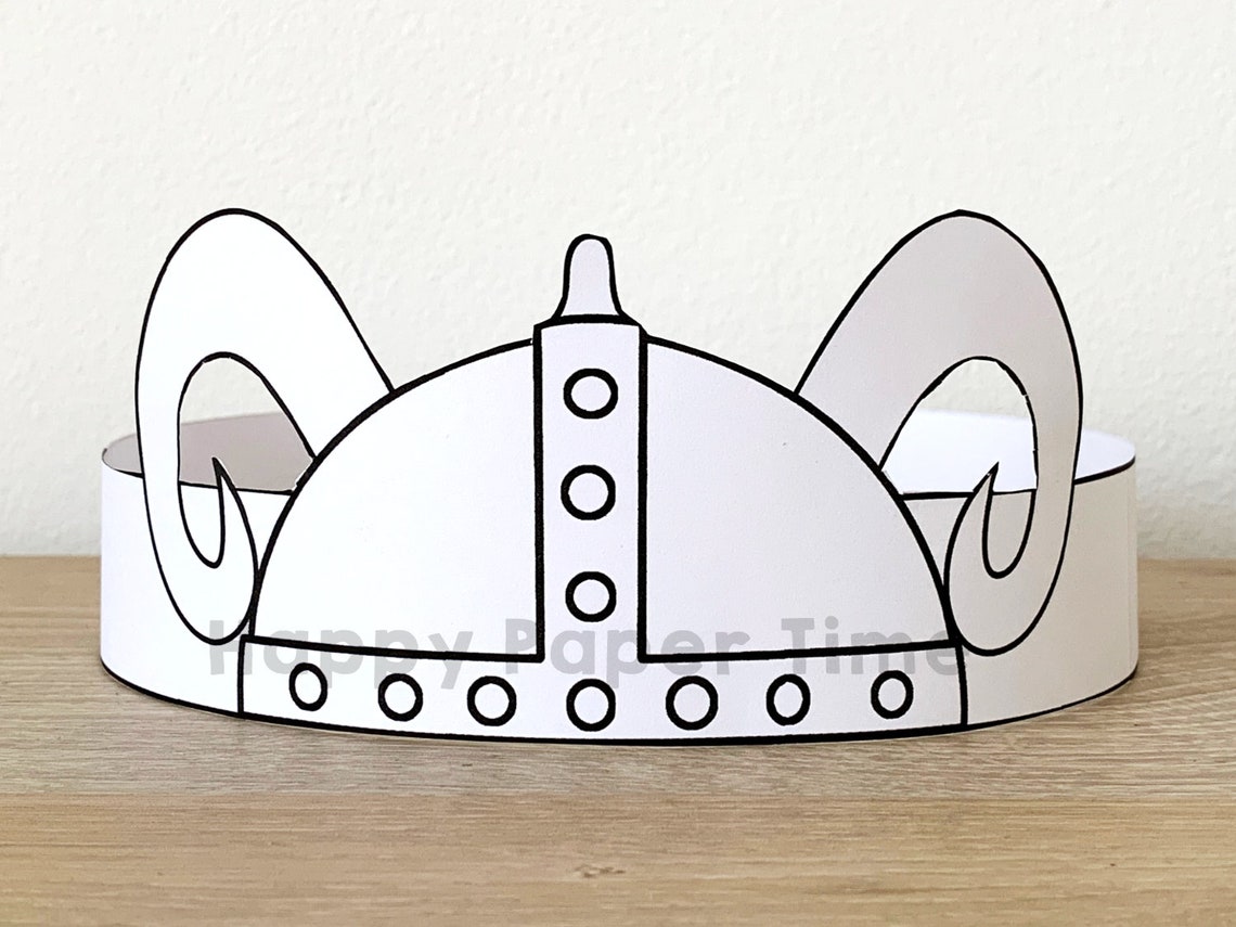 Viking Helmet Paper Crown Coloring Printable Kid Craft - Etsy