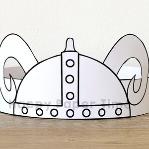 Viking Helmet Paper Crown Coloring Printable Kid Craft Birthday Party ...