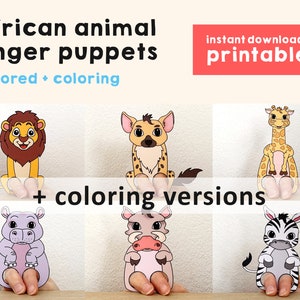 African Animal Paper Craft Printable Finger Puppet Template - Etsy