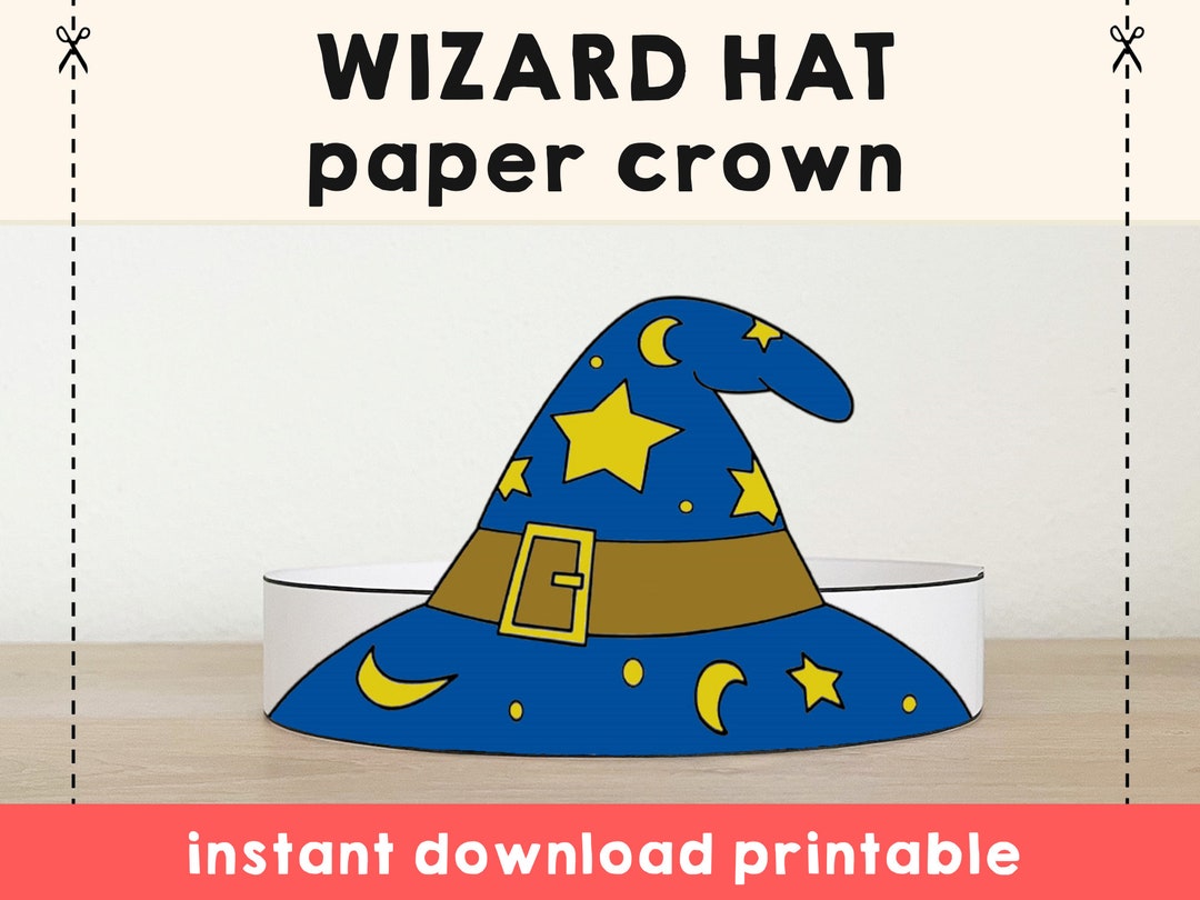 Wizard Hat Paper Crown Template Fantasy Party Headband Costume ...
