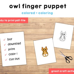 Owl Paper Craft Printable Woodland Animal Finger Puppet Kids Craft Owl ...