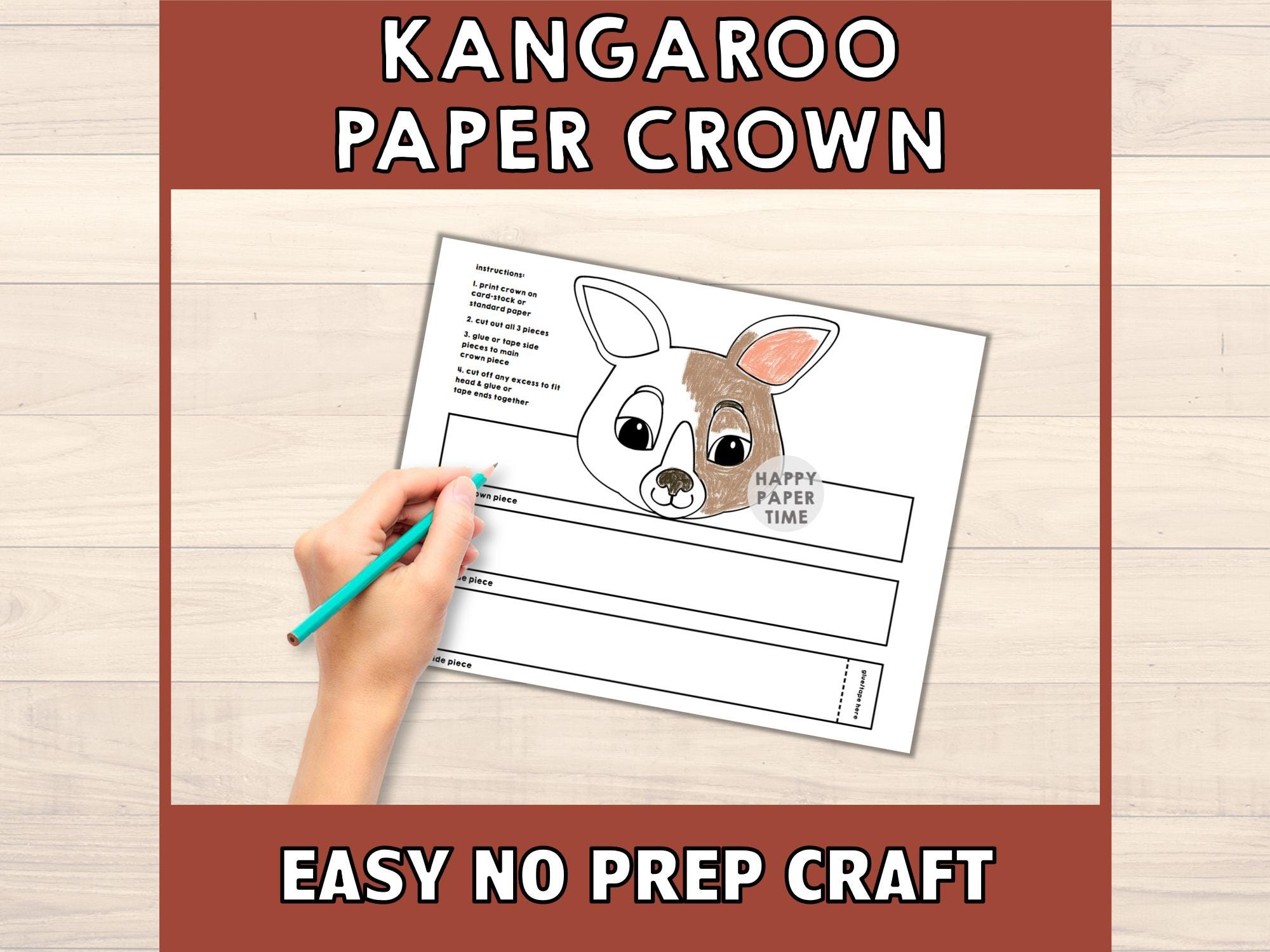 Kangaroo Paper Crown Headband Party Coloring Printable Kids Craft ...