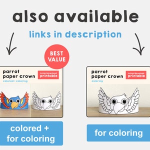 Parrot Paper Crown Headband Pet Animal Printable Kids Craft Bird Party ...