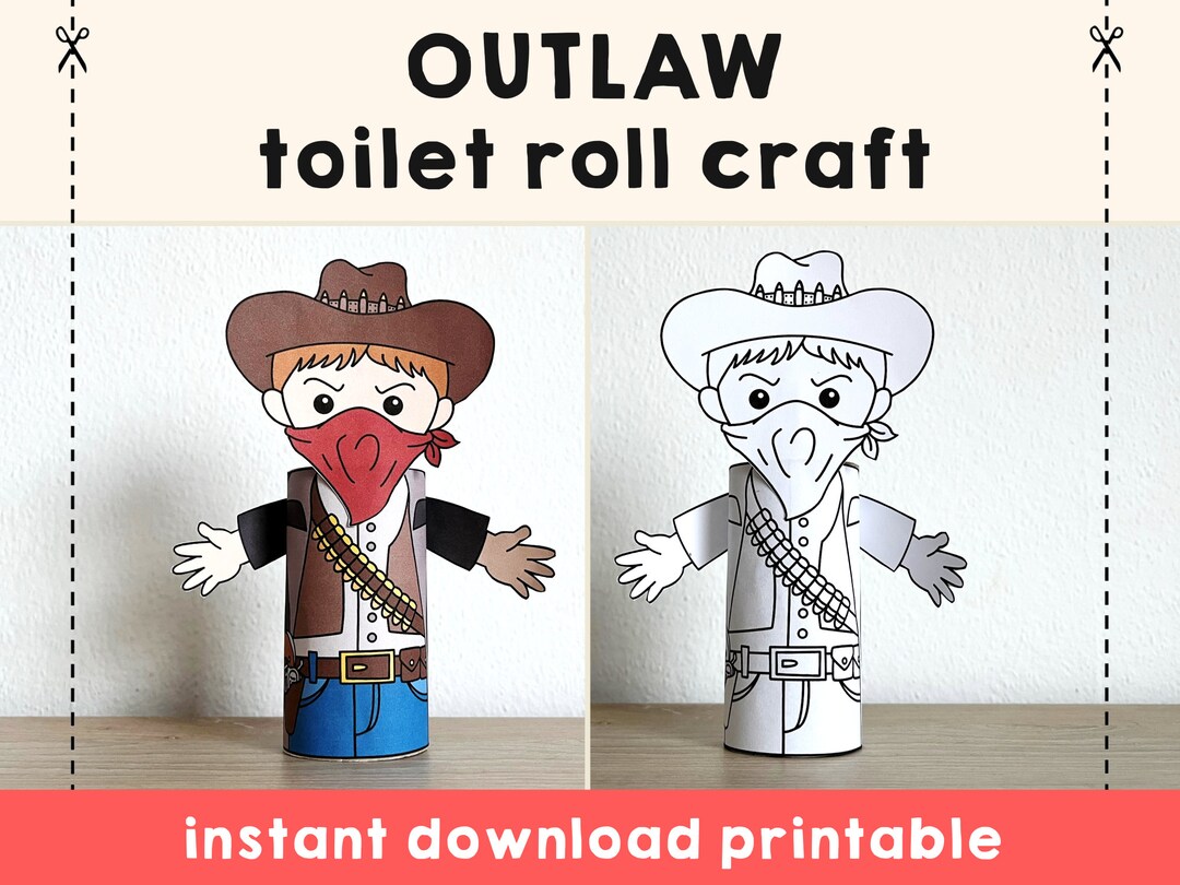 Outlaw Toilet Paper Roll Craft Wild West Party Coloring Printable ...